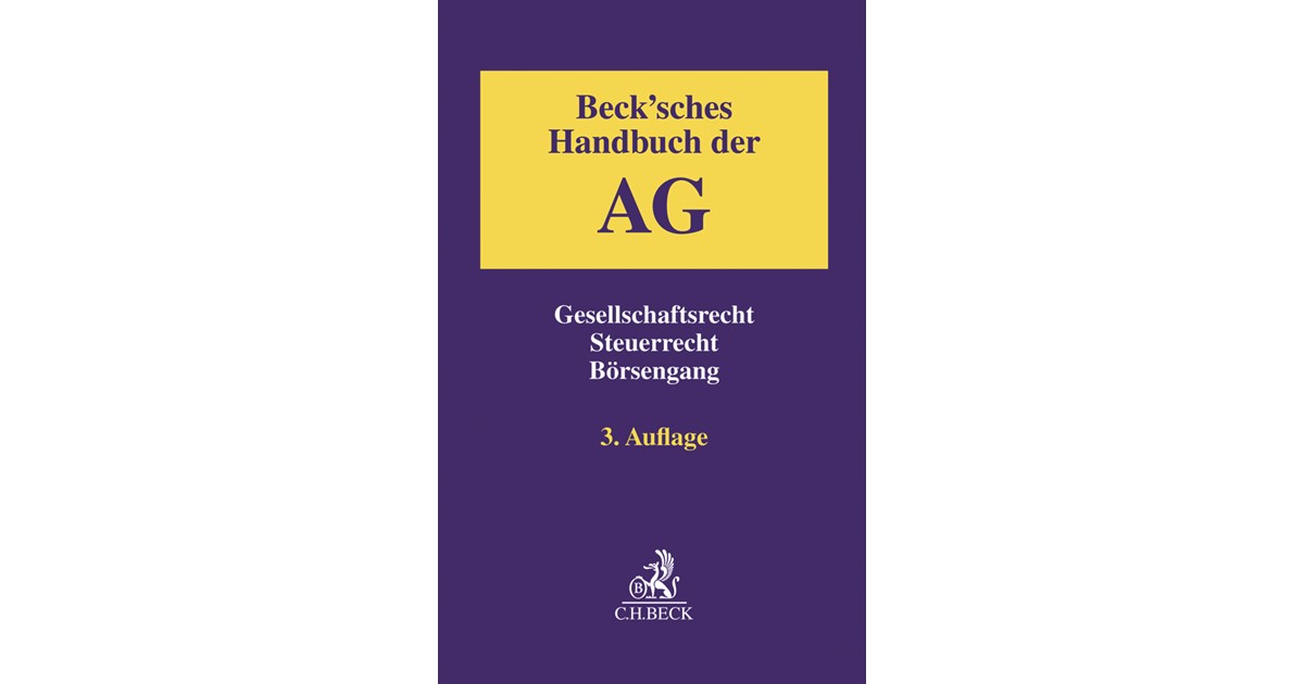 Beck'sches Handbuch der AG | 3. Auflage | 2018 | beck-shop.de