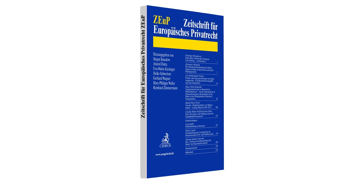 ZEuP • Zeitschrift für Europäisches Privatrecht | 26. Auflage | 2026 ...