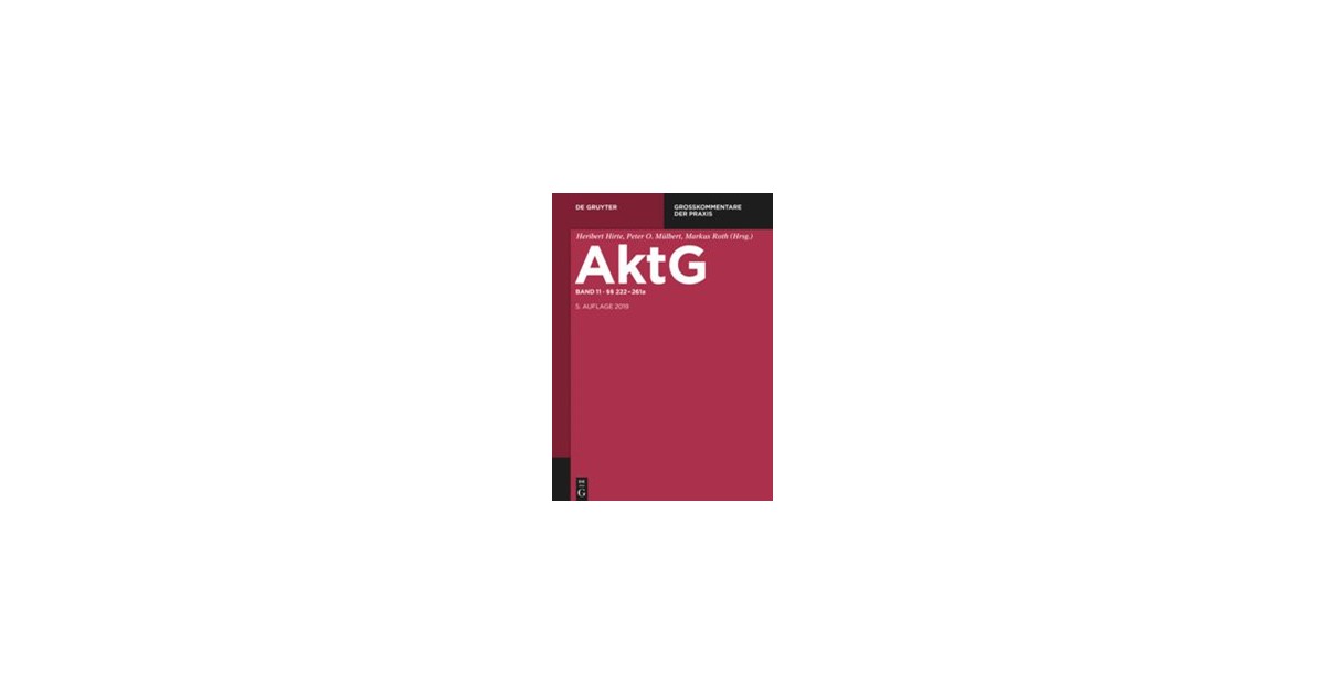 Schmidt / Sethe | Aktiengesetz: AktG, Band 11: §§ 222-261a | 5. Auflage ...