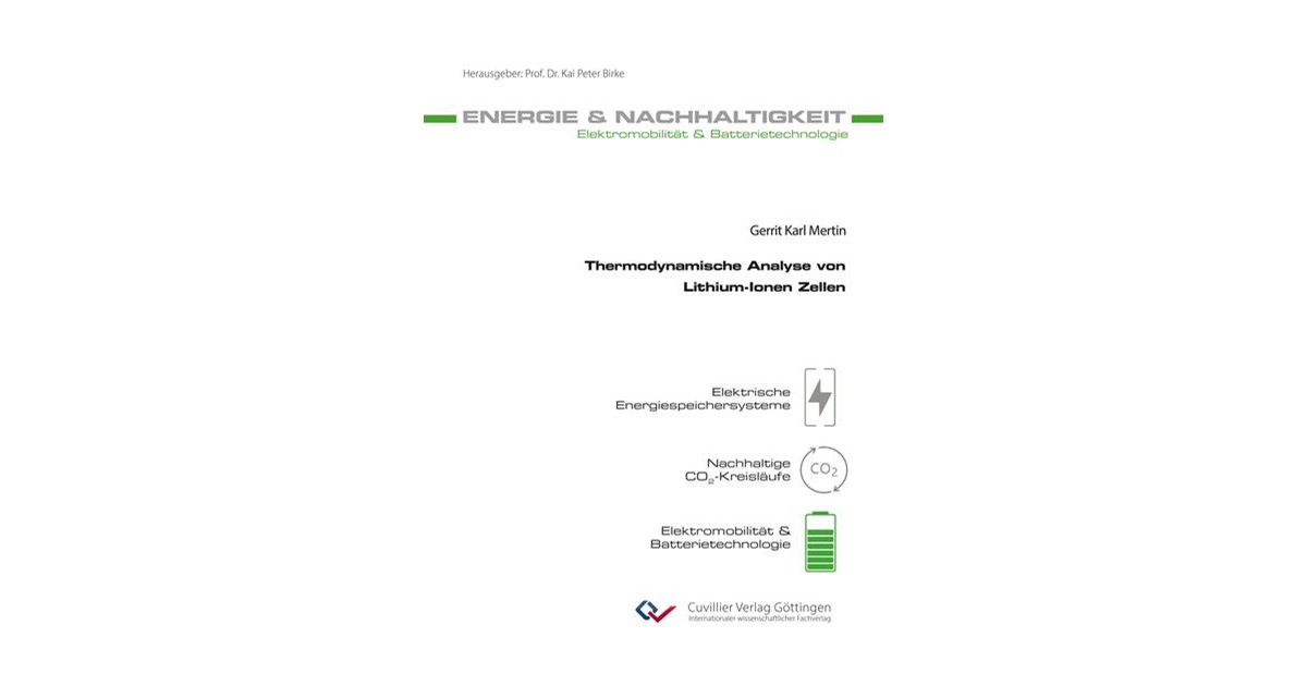 Mertin | Thermodynamische Analyse von Lithium-Ionen Zellen | 1. Auflage ...