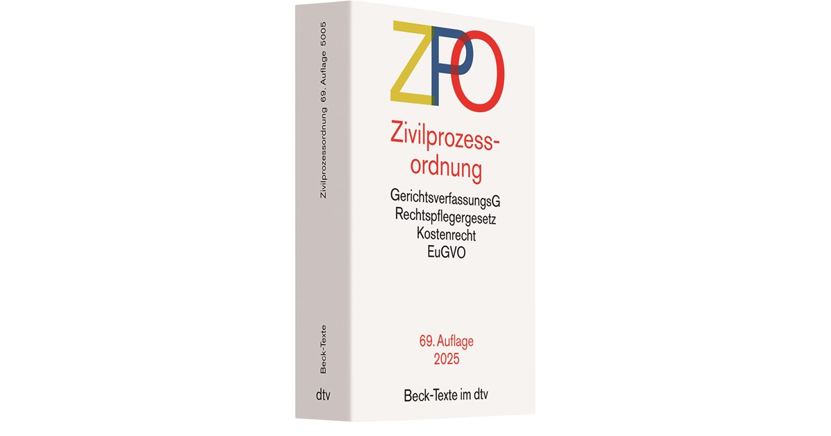 Zivilprozessordnung: ZPO | 69. Auflage | 2025 | 5005 | beck-shop.de