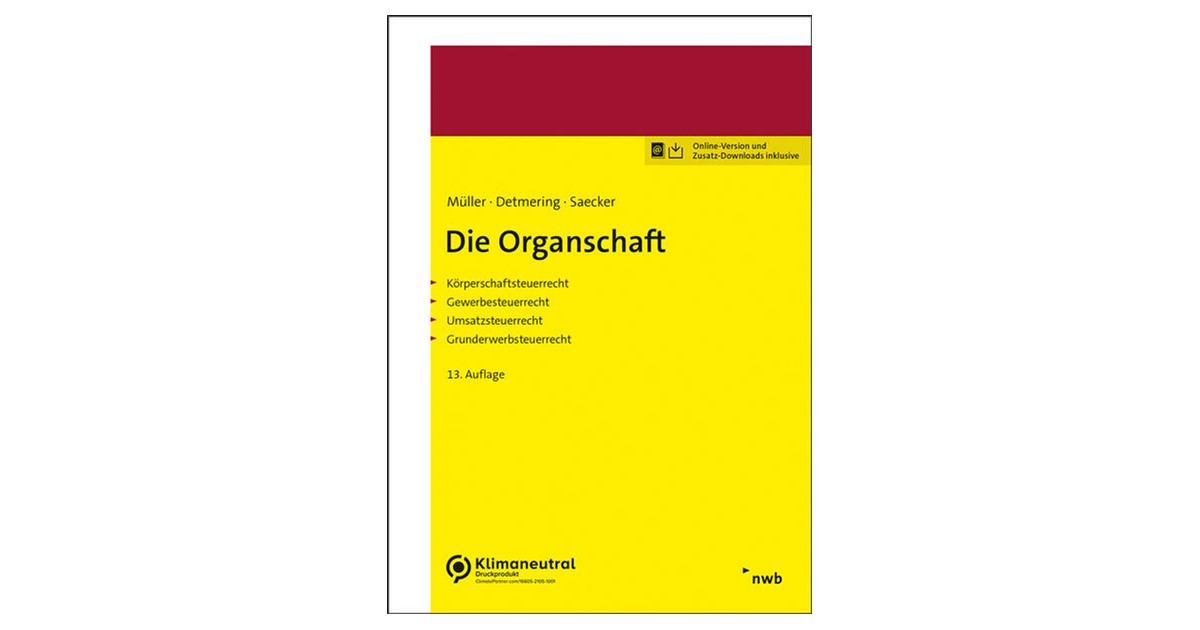 Müller / Detmering | Die Organschaft (Online-Version) | 13. Auflage ...